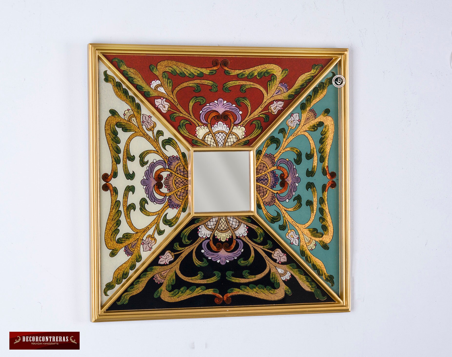 Decorative Square Wall Mirror With Gold Color Wood Frame - Etsy
