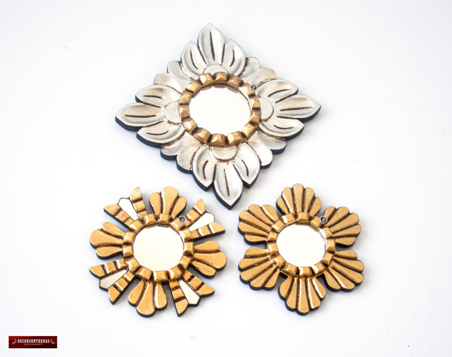 Small Sunburst Mirror Set 3 Starburst Gold & Silver Accent - Etsy