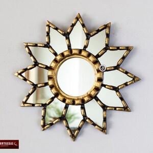 Collection Gold Round Mirror Set 4, Accent Wall Sunflower Mirror Set ...