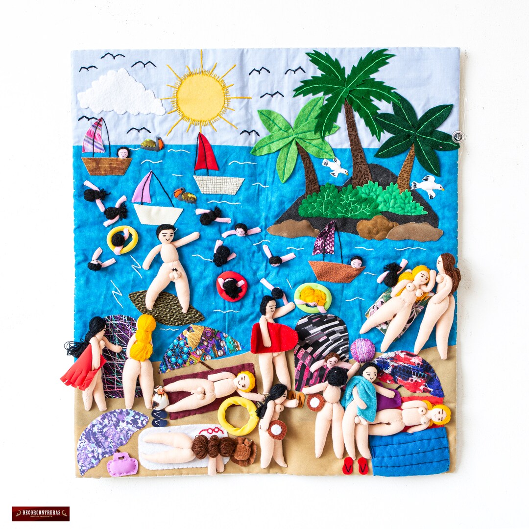Patchwork Quilted Wall Hangings Tapestry | Embroidered Applique Folk ...