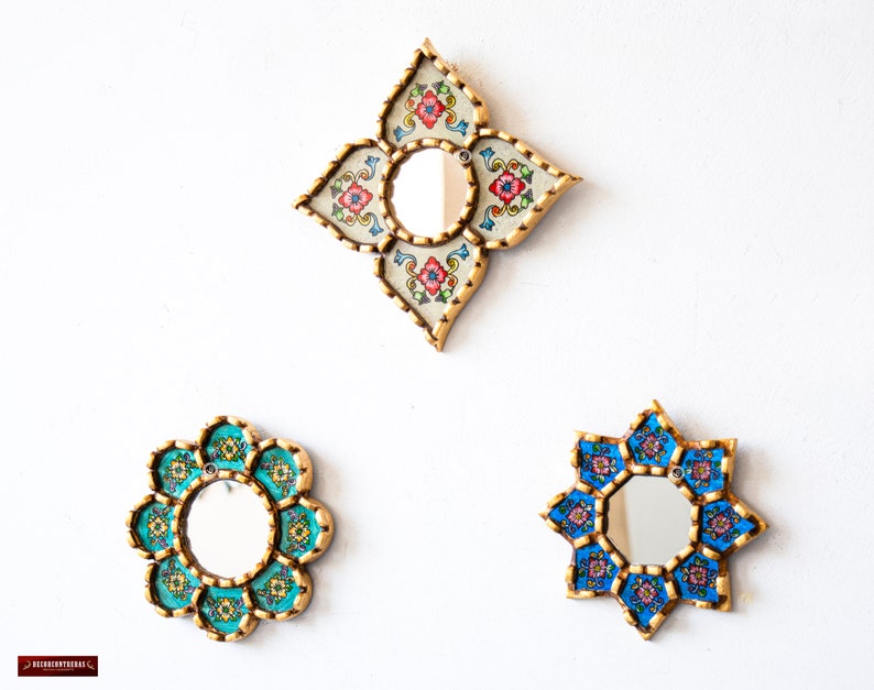 Small Accent Wall Mirror Set 3 Decorative Colorful Mirror of - Etsy