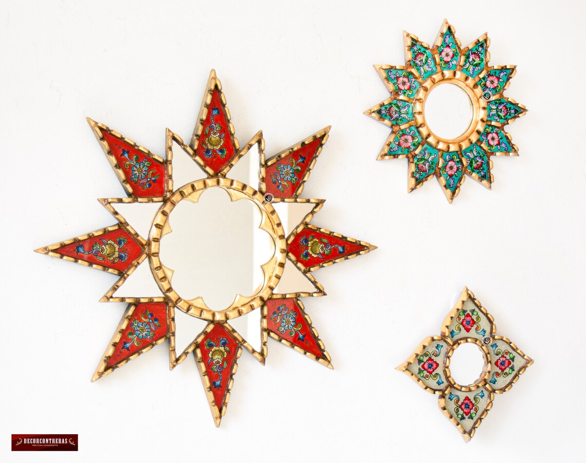 Decorative Round Mirror Wall Decor set of 3 Accent Vintage | Etsy