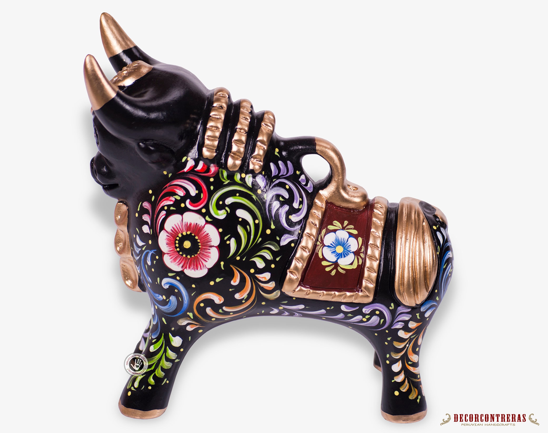 Hand-painted Pucara Bull 8.5" Tall in Ceramic, Peruvian Sculpture ...