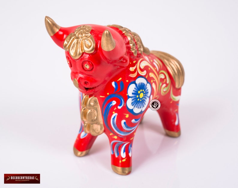 Peruvian Red Ceramic Pucara Bull 4.7" Tall, Folk Art Ceramic, Bull of ...