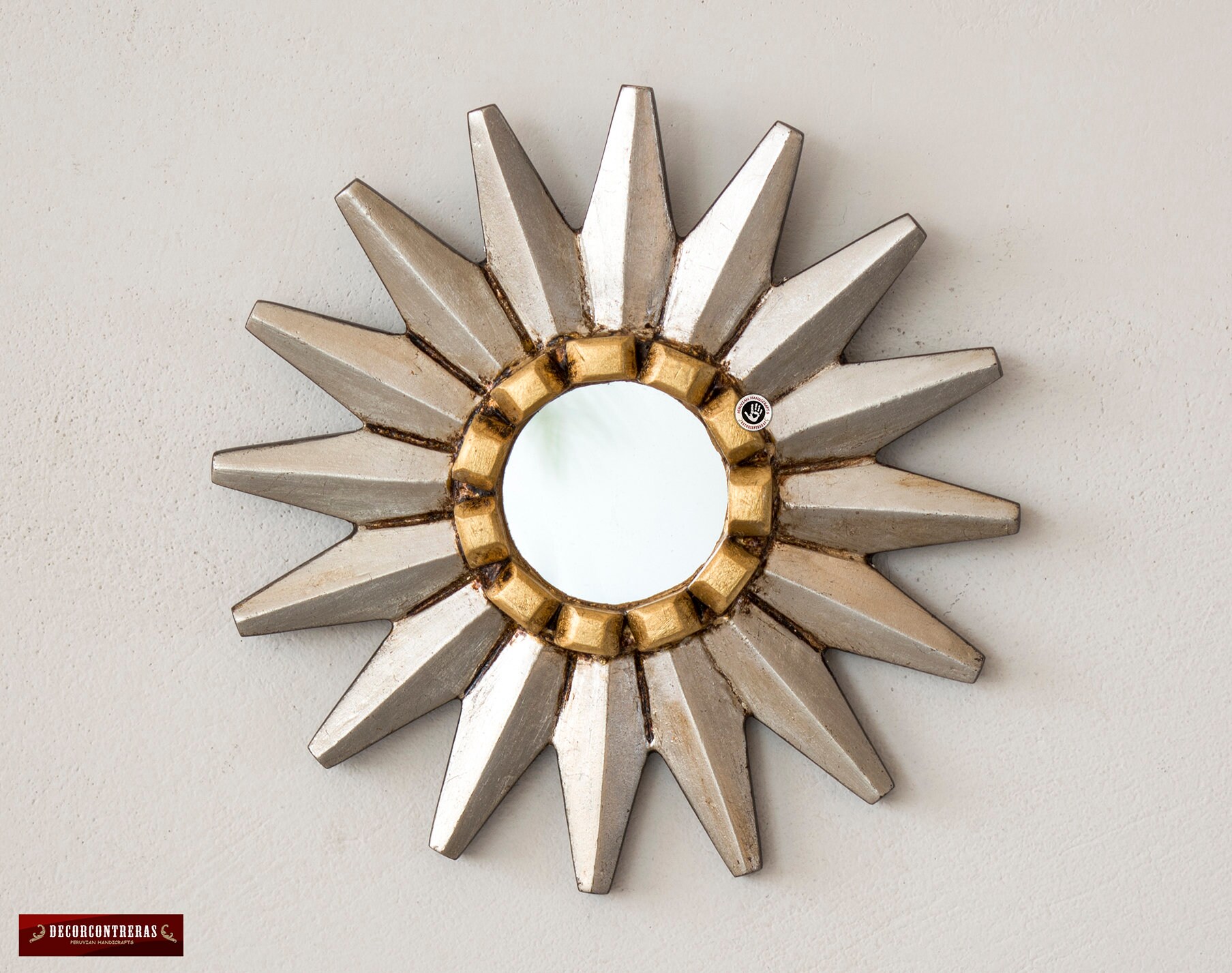 Collection Silver & Gold Sunburst Round Mirror set 4 Accent | Etsy