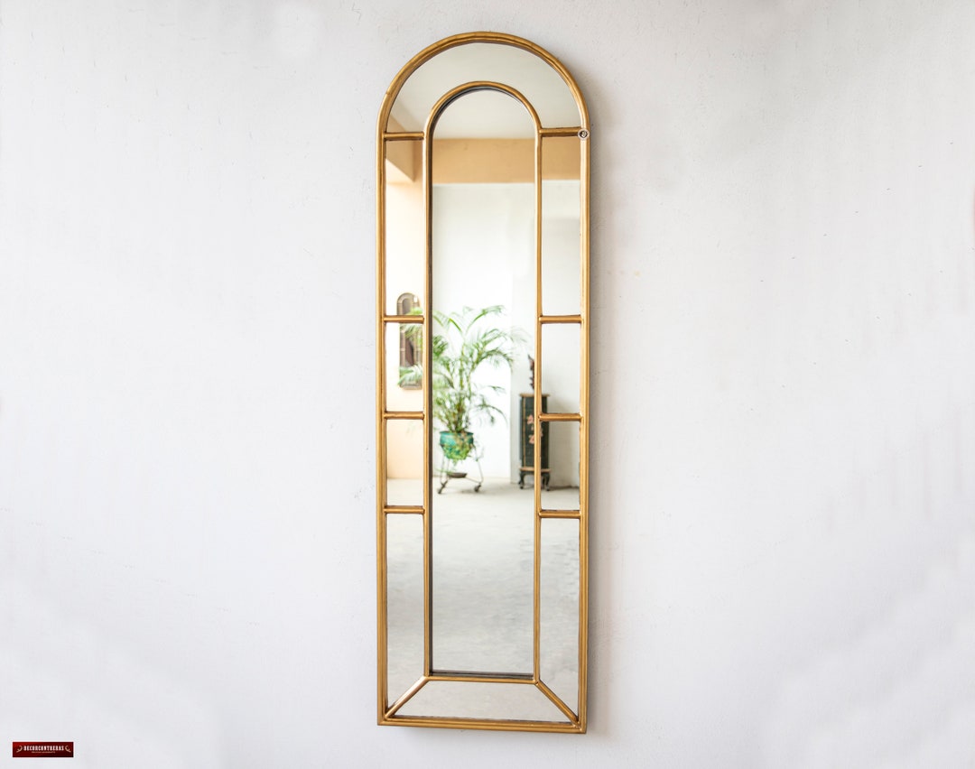 Large Modern Narrow Hanging Mirror Home Wall Decor | Gold Frame Mirror ...