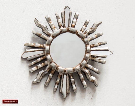 Small Silver Sunburst Mirror for Wall Decor Peruvian | Etsy