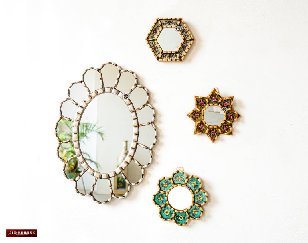 Collection Accent Wall Round Mirror Set 4, Decorative Wall Oval Mirror ...