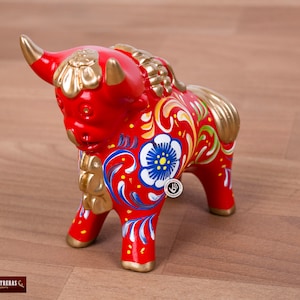 Peruvian Red Ceramic Pucara Bull 4.7" Tall, Folk Art Ceramic, Bull of ...