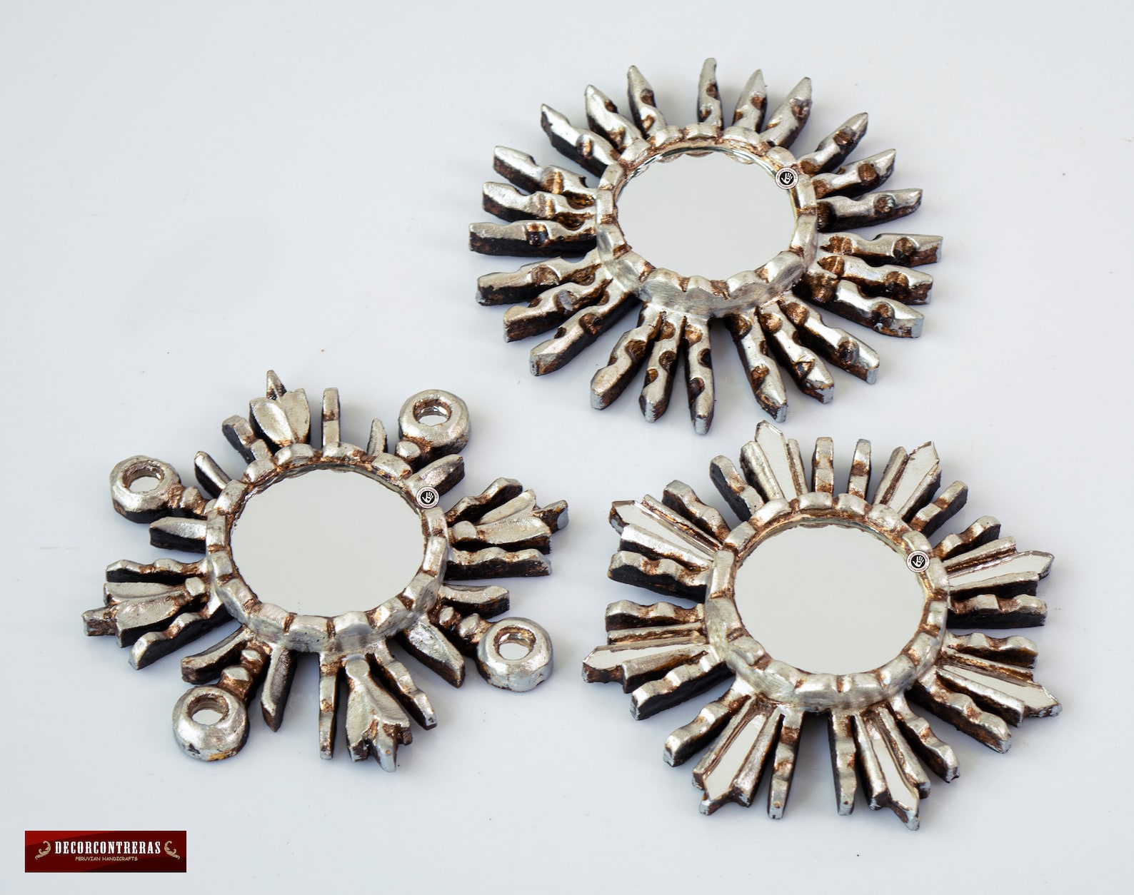 Silver Small Sunburst Wall Mirror 6 Wood Round Mirror - Etsy