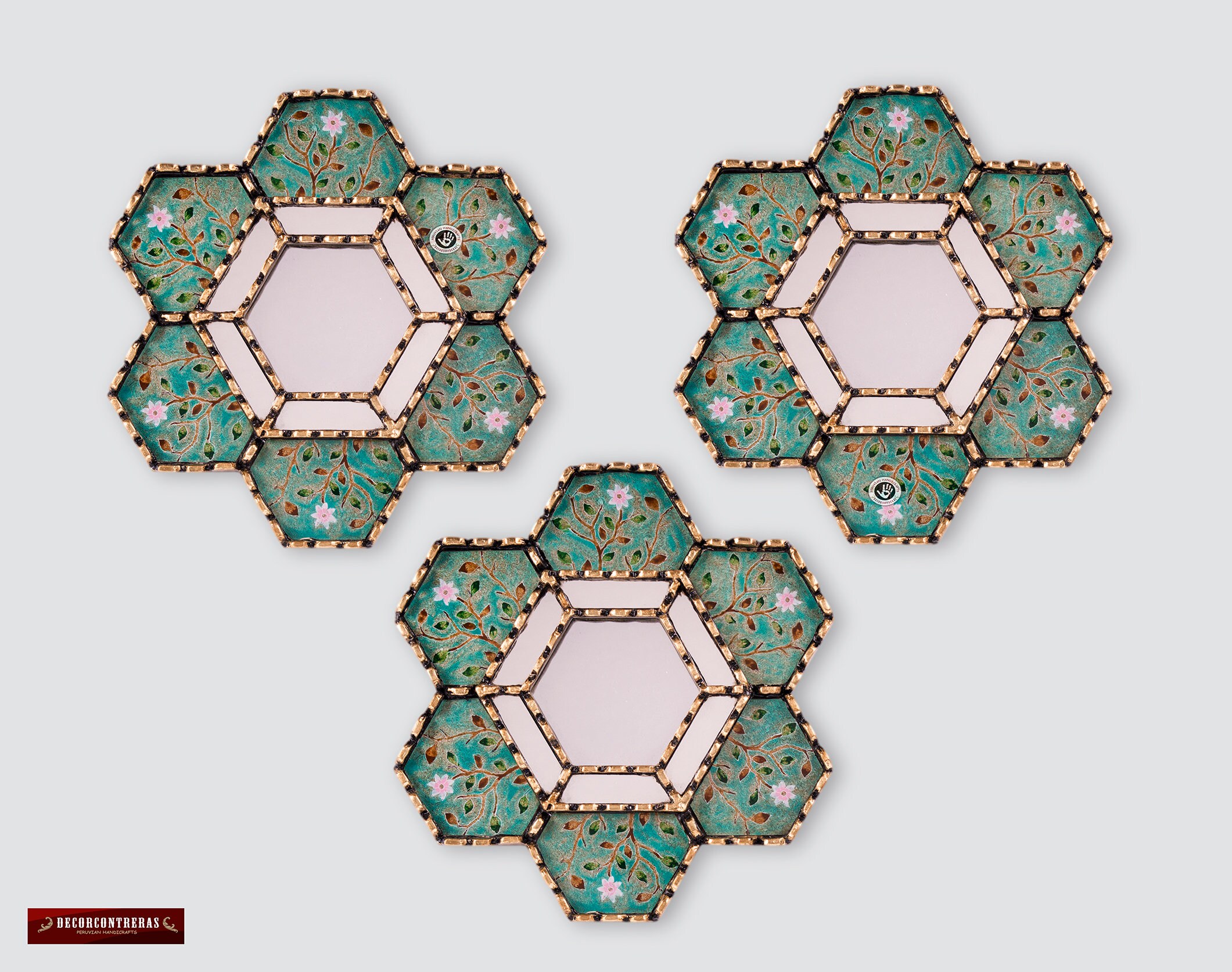 Handmade Hexagonal Wall Mirror 11.8 From Peru Painting | Etsy