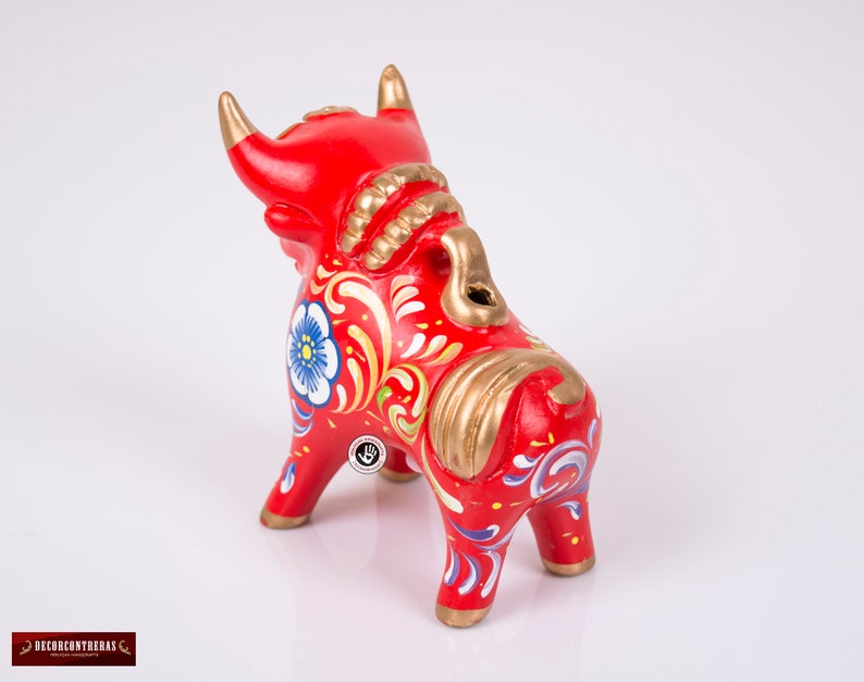 Peruvian Red Ceramic Pucara Bull 4.7" Tall, Folk Art Ceramic, Bull of ...
