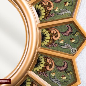 Round Wall Mirror 'green Sunflower' - Sunburst Mirrors - Decorative ...