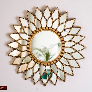 Collection Gold Round Mirror Set 4, Accent Wall Sunflower Mirror Set ...