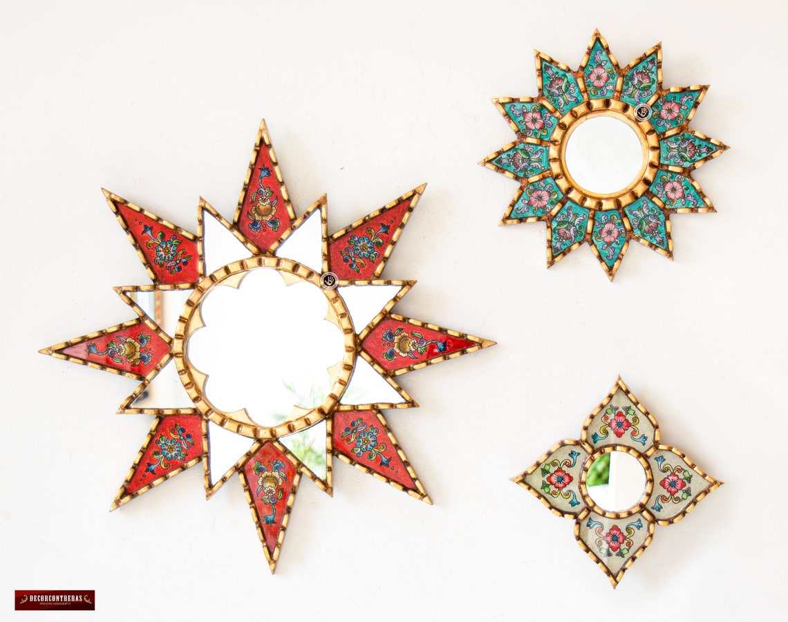 Decorative Round Mirror Wall Decor set of 3 Accent Vintage | Etsy