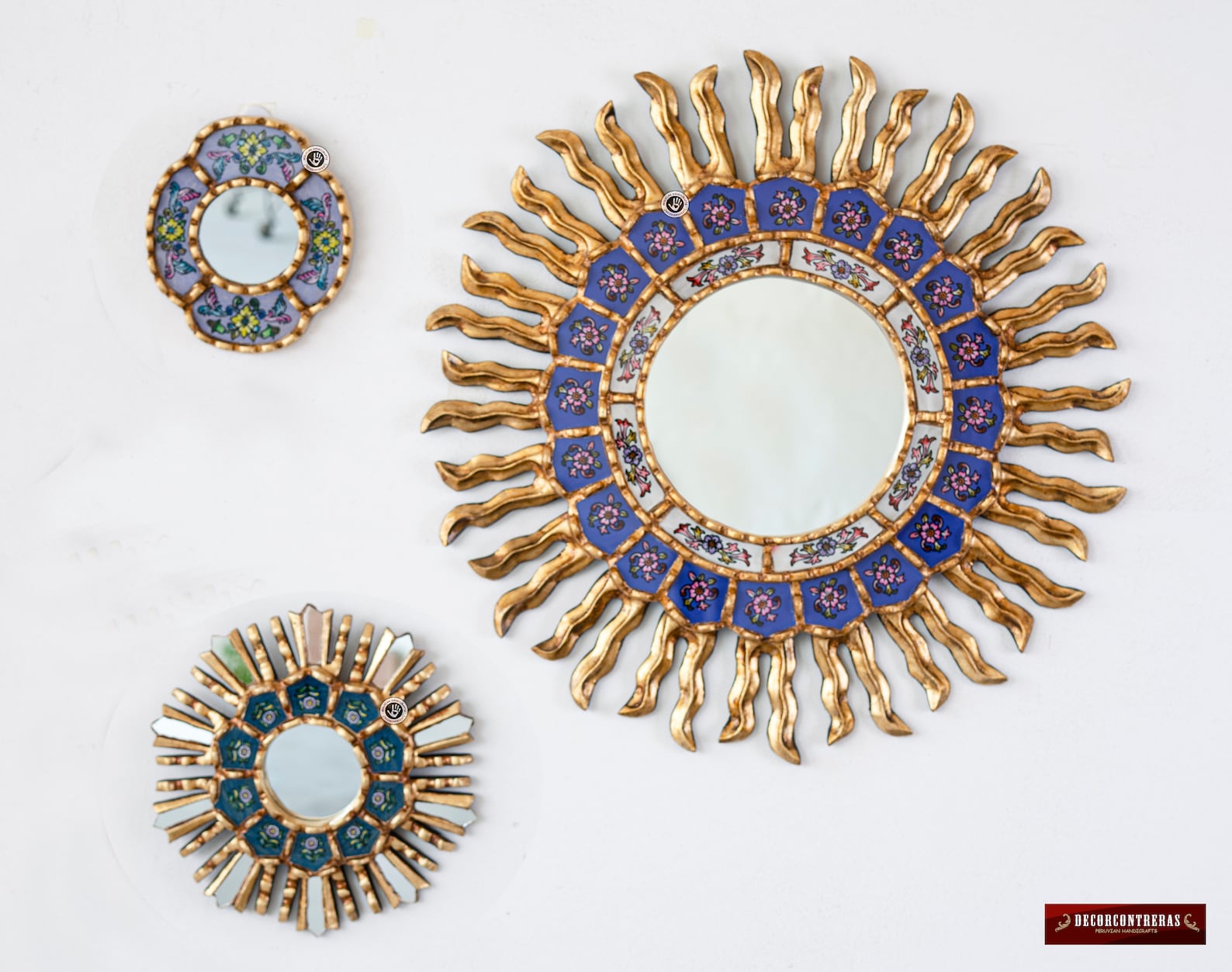 Accent Sunburst Wall Mirror Set 3 'sea & Sun' - Etsy