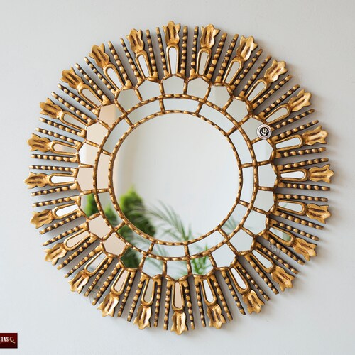 Decorative Accent Gold Round Mirror for Wall 17.7in | Etsy