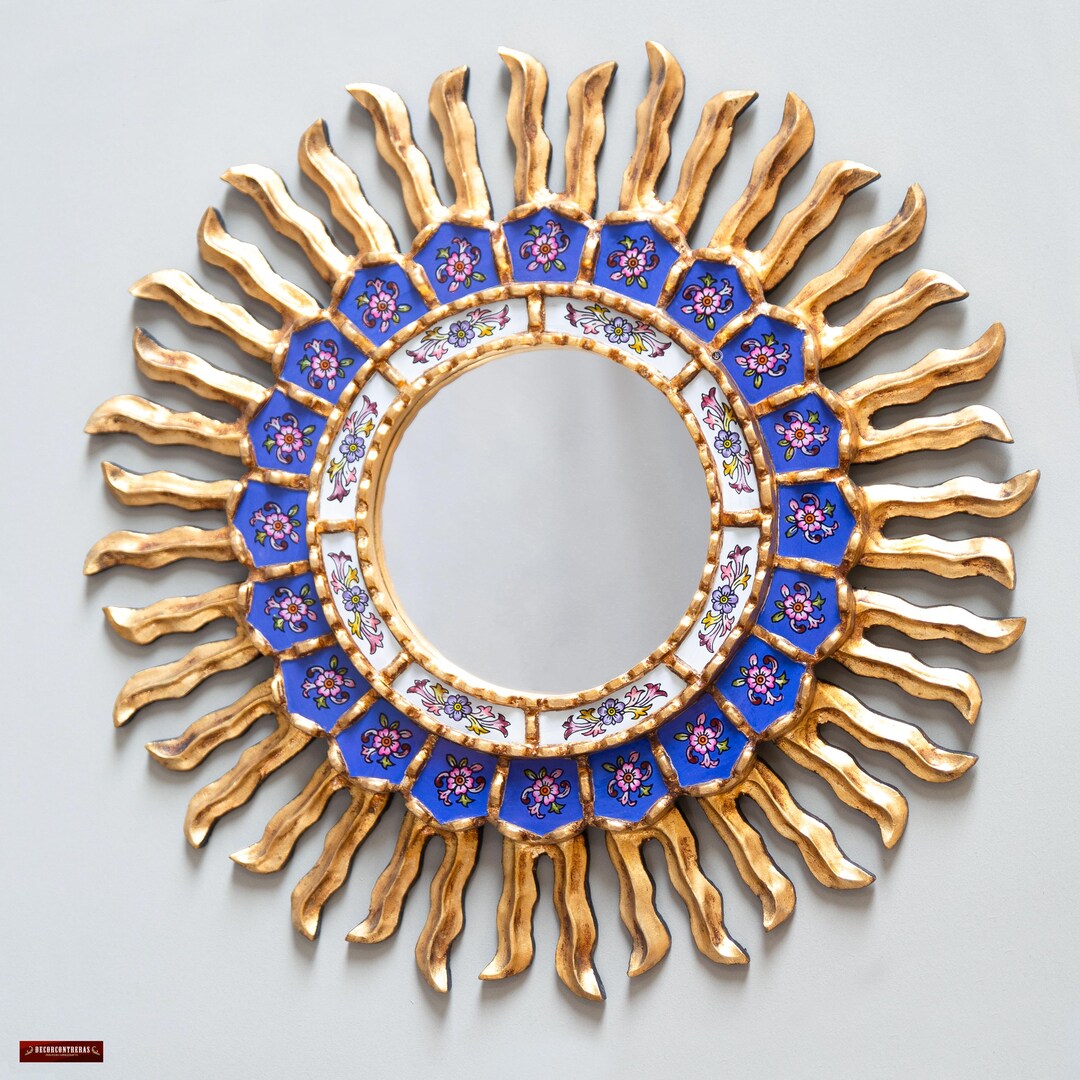 Handmade Gold Sunburst Mirror Wall Decor | Peruvian Round Mirror ...