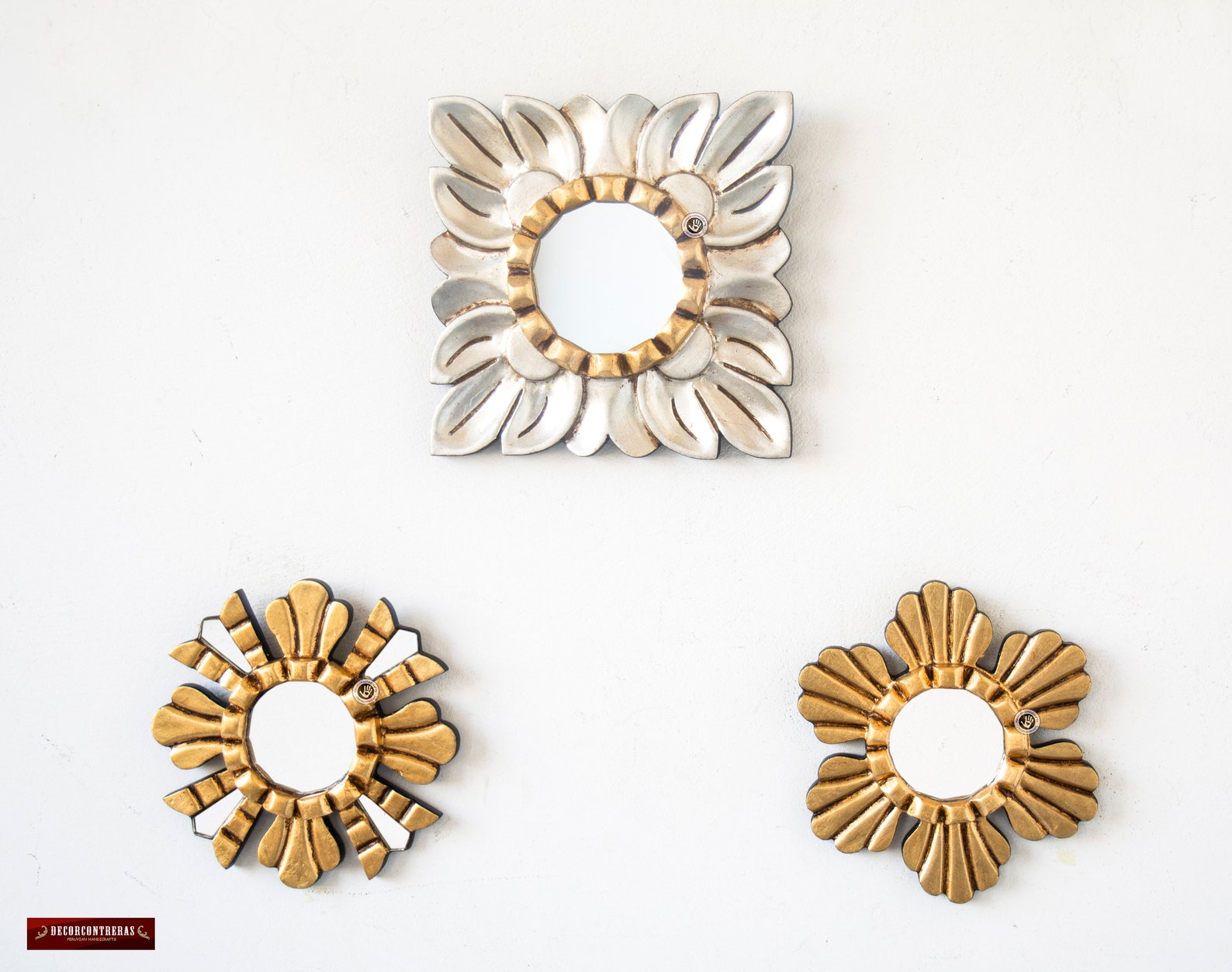 Small Sunburst Mirror Set 3 Starburst Gold & Silver Accent - Etsy