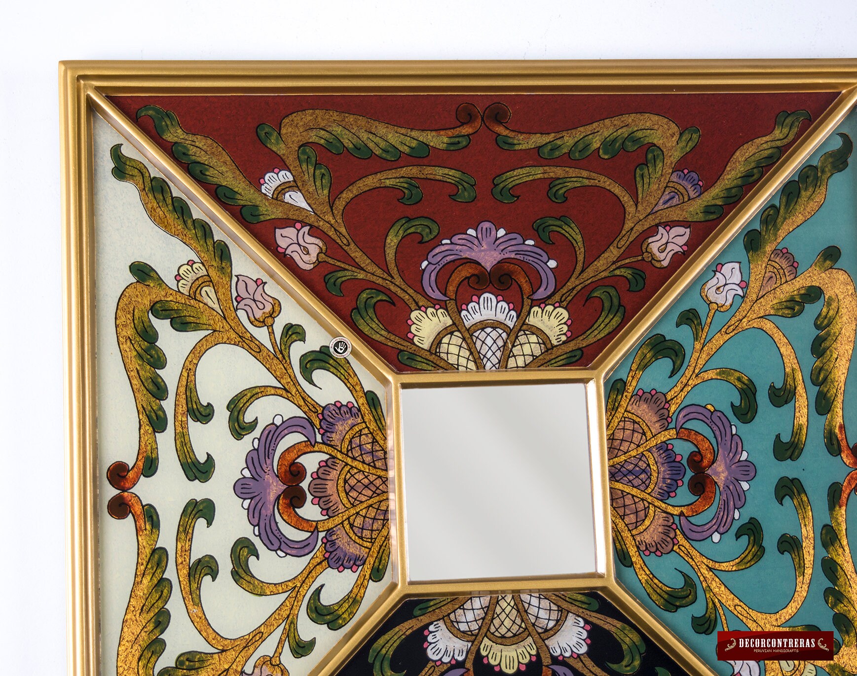 Decorative Square Wall Mirror With Gold Color Wood Frame - Etsy