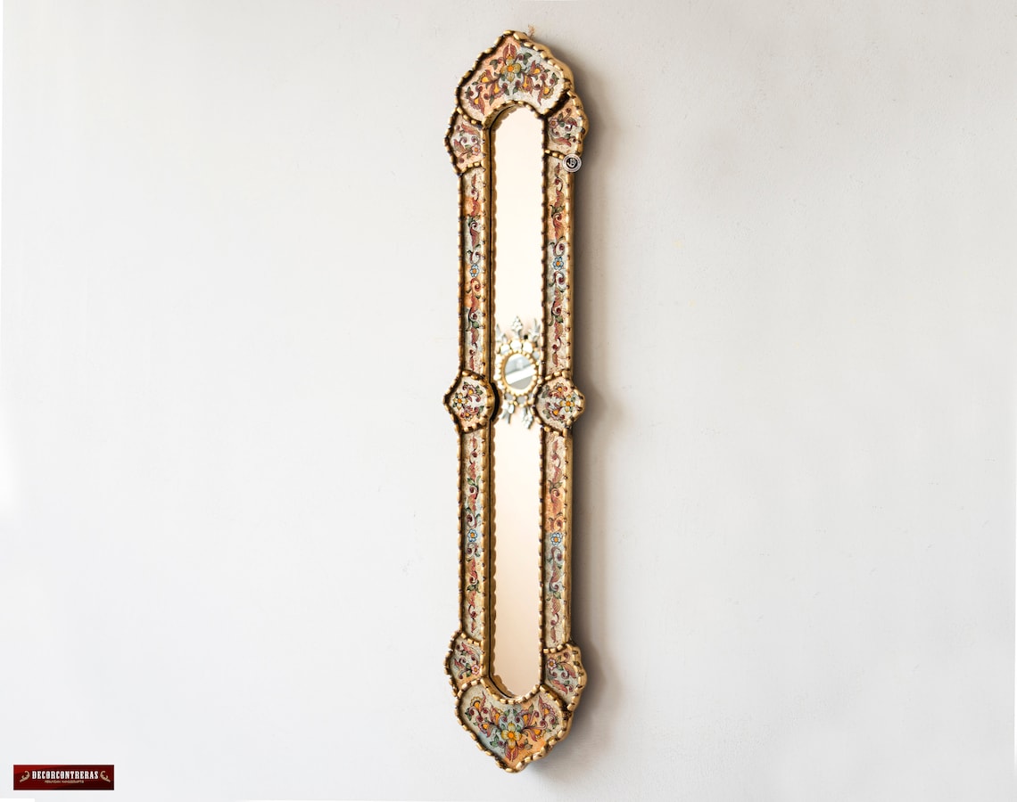 Long Multicolor Narrow Wall Mirror 35.4 Tall Painting | Etsy
