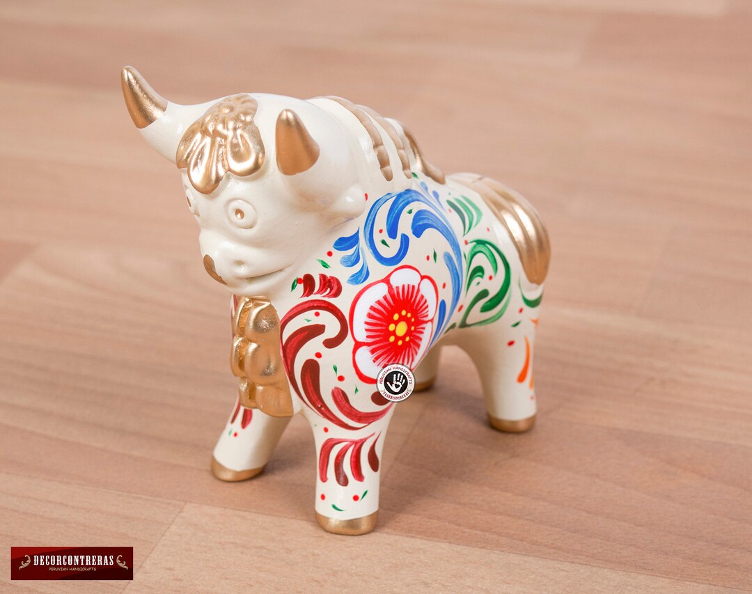 Beige Figurine Pucara Bull 4.7h, Ceramic Bull Pucara Figurine, Peru ...