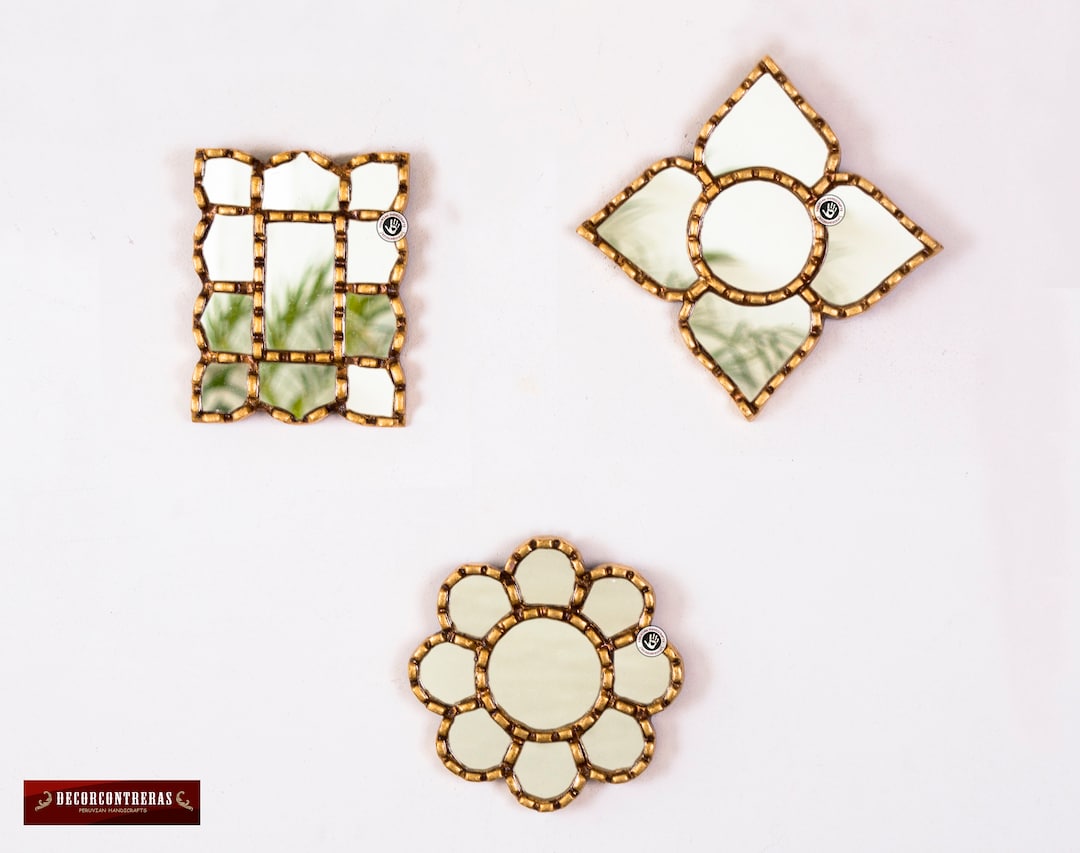 Small Gold Accent Mirror Set 3 for Wall- Decorative Collection Set ...