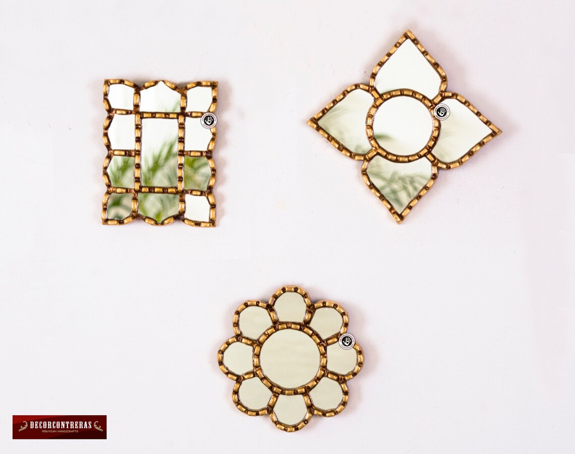 Small Gold Accent Mirror Set 3 for Wall Decorative Collection - Etsy