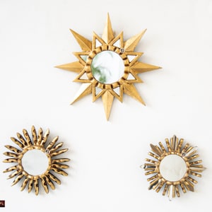 Small Sunburst Mirror Set 3 Starburst Gold & Silver Accent - Etsy