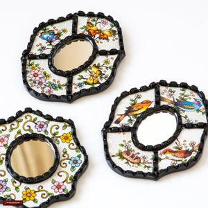Peruvian Small Accent Mirrors Set of 3 | Black Framed Wall Mirror Set 3 ...