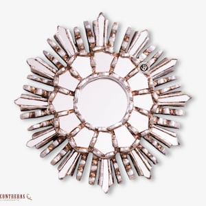 Small Silver Sunburst Mirror 7.8"- Handmade Round Mirror Wall Set 3 ...