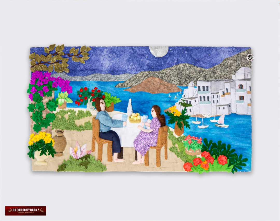 Artisan Crafted Romantic Arpillera Wall Hanging 10"x17.7" From Peru ...