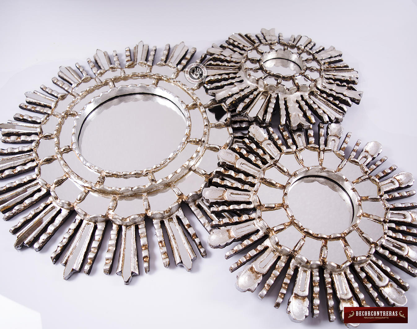 Silver Sunburst Wall Mirrors Set 3 'silver Rays' - Etsy