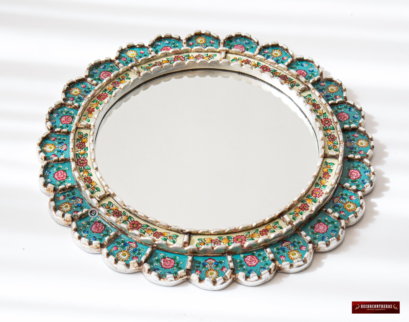 Decorative Turquoise Round Mirror for Wall Decor Room 17.7in - Etsy