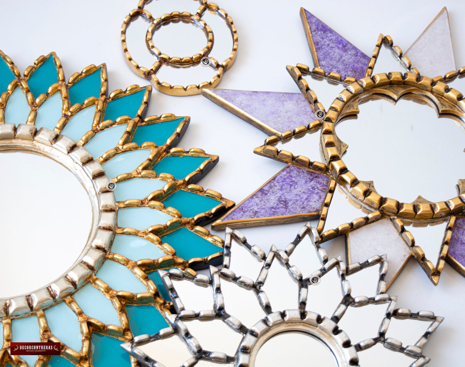 Decorative Sunburst Mirror Set of 4 Collection Round Wall - Etsy