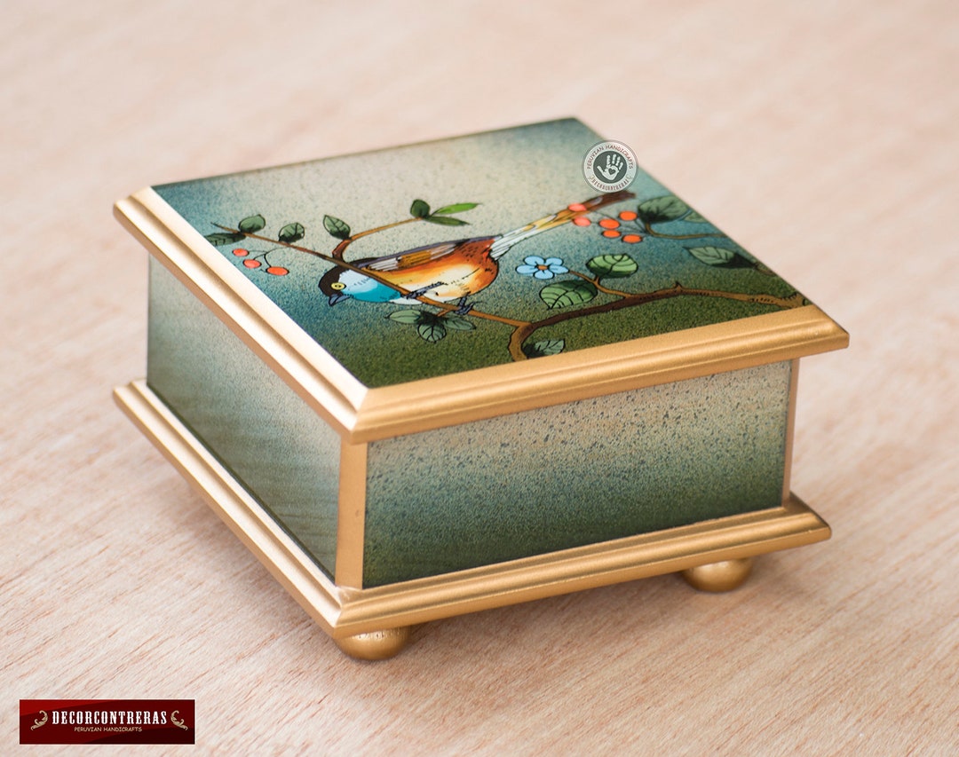 Jewellery Box Handmade 'baby Bird', Peruvian Jewelry Boxes Glass ...