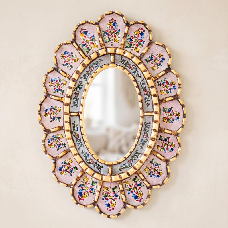 Pink Oval Wall Mirror - Etsy