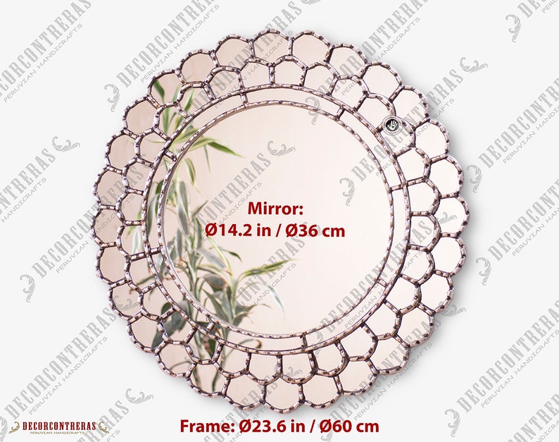 Peruvian Silver Round Mirror 23.6in Silver Wood Framed Wall - Etsy
