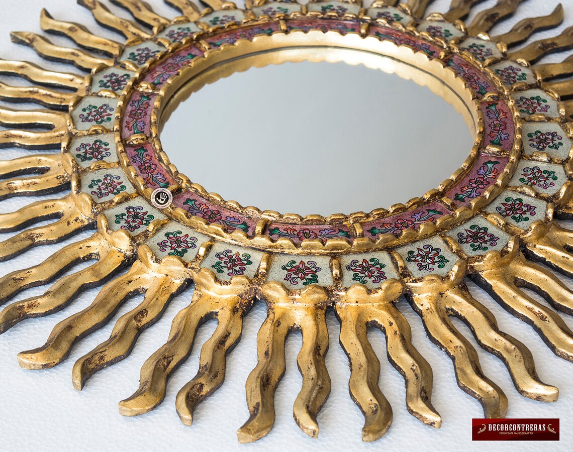 Peruvian Sunburst Wall Mirror 23.6 Vintage Mirror for | Etsy