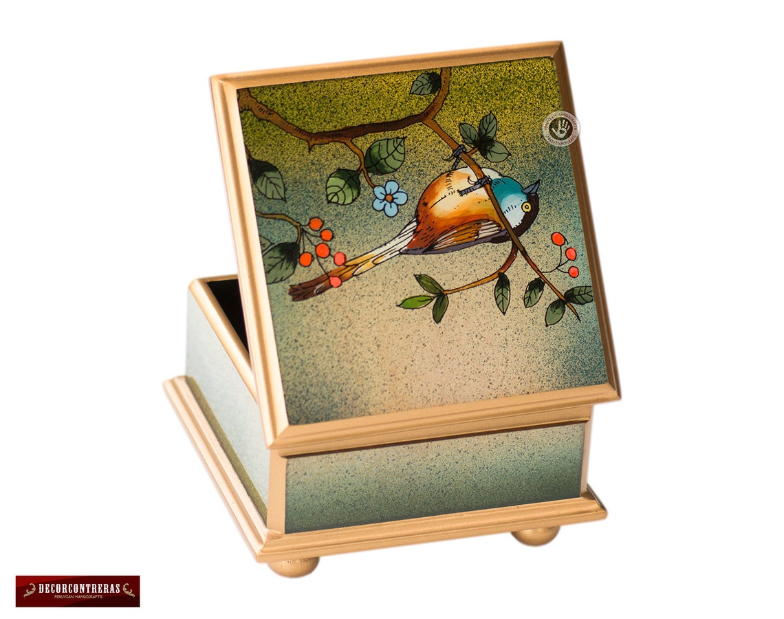 Jewellery Box Handmade 'baby Bird', Peruvian Jewelry Boxes Glass ...