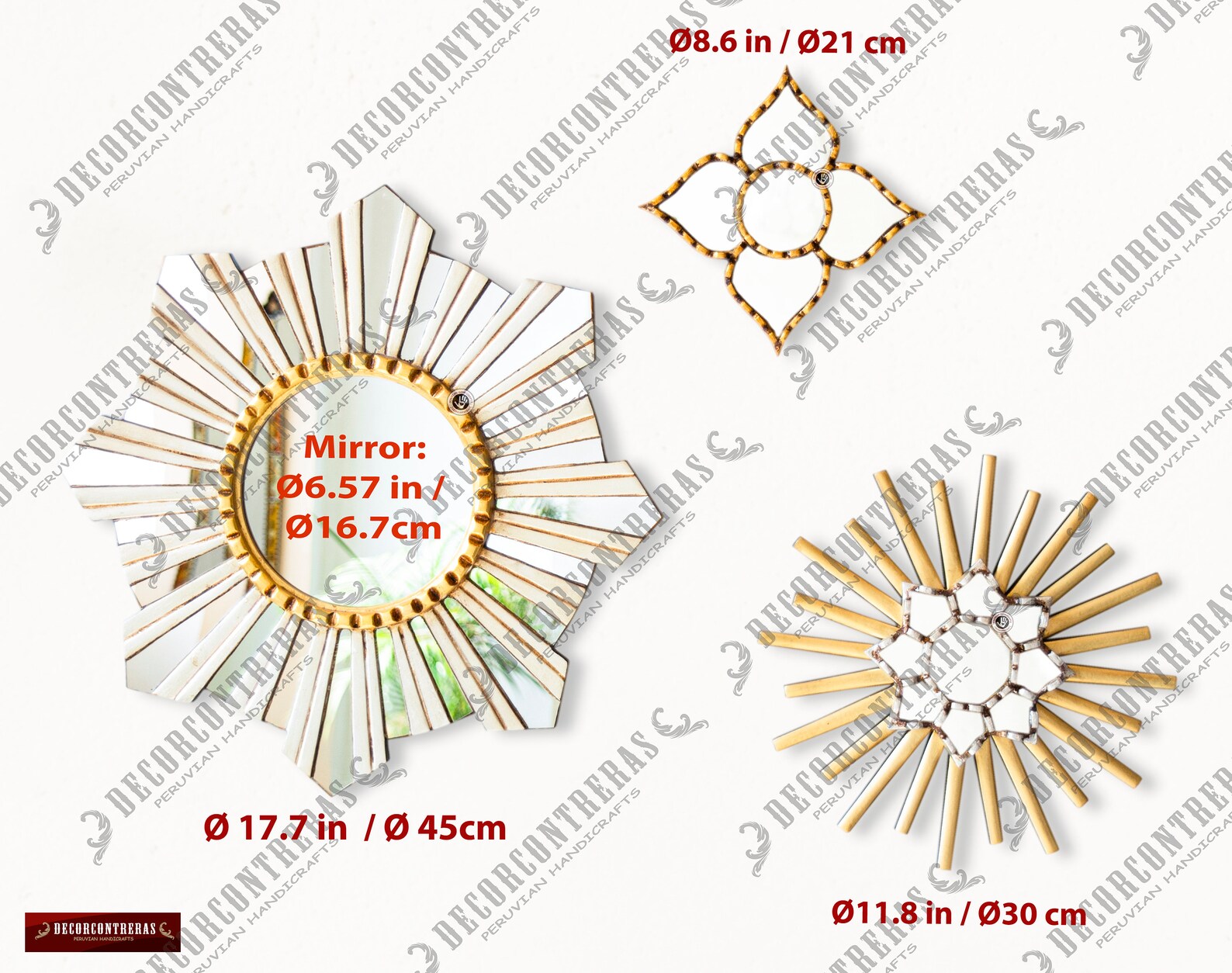 Sunburst Accent Wall Mirrors Set 3 'brilliant Sun' - Etsy