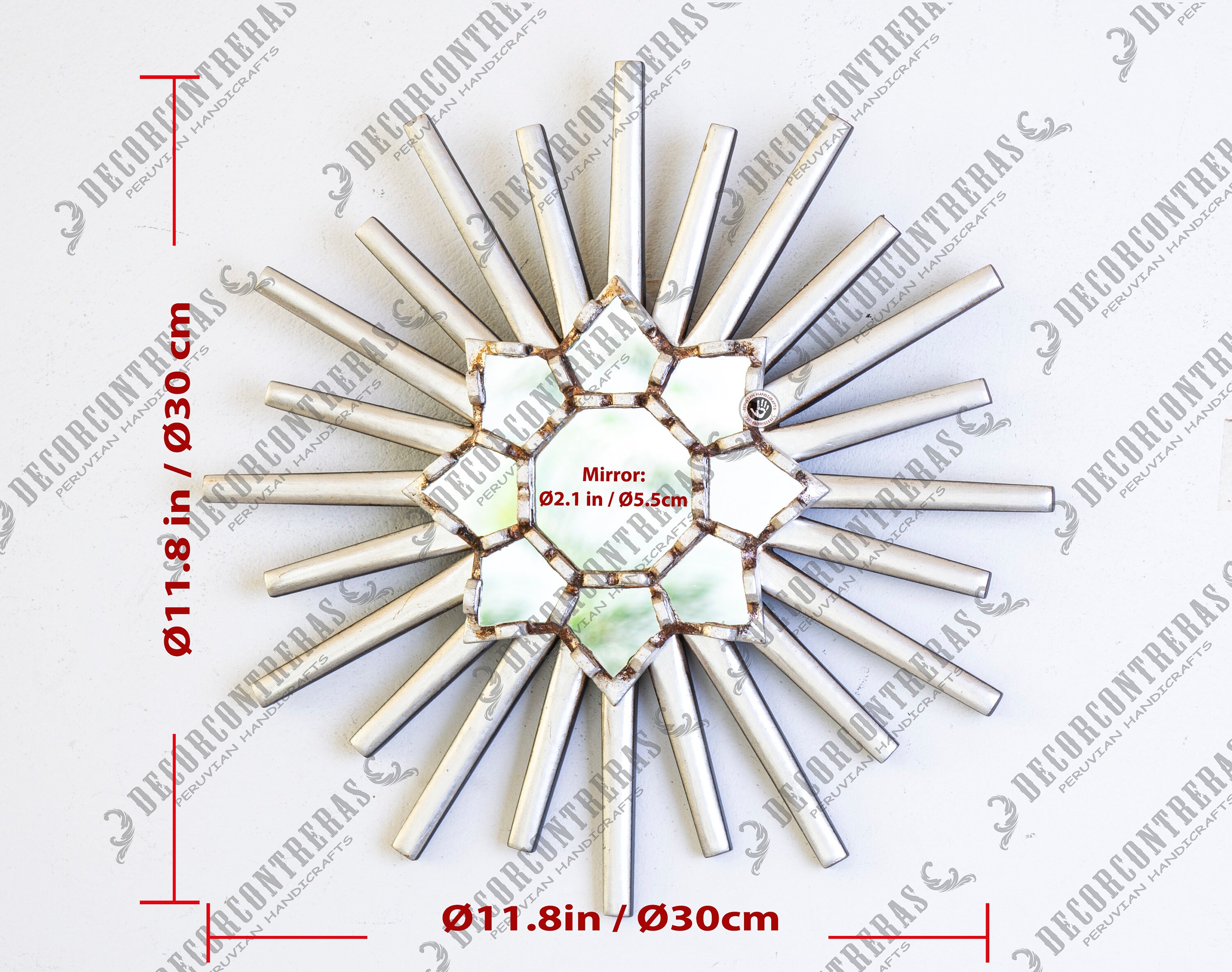 Silver Sunburst Mirror 11.8 for wall decorative Accent | Etsy