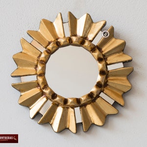 Small Sunburst Mirror Set 6 "gold Sun", Handmade Round Mirror Wall 6"d ...