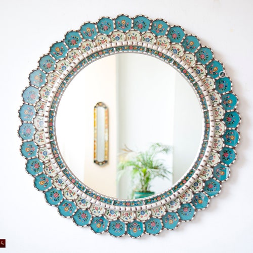 Peruvian Oval Turquoise Mirror for Wall celestial | Etsy