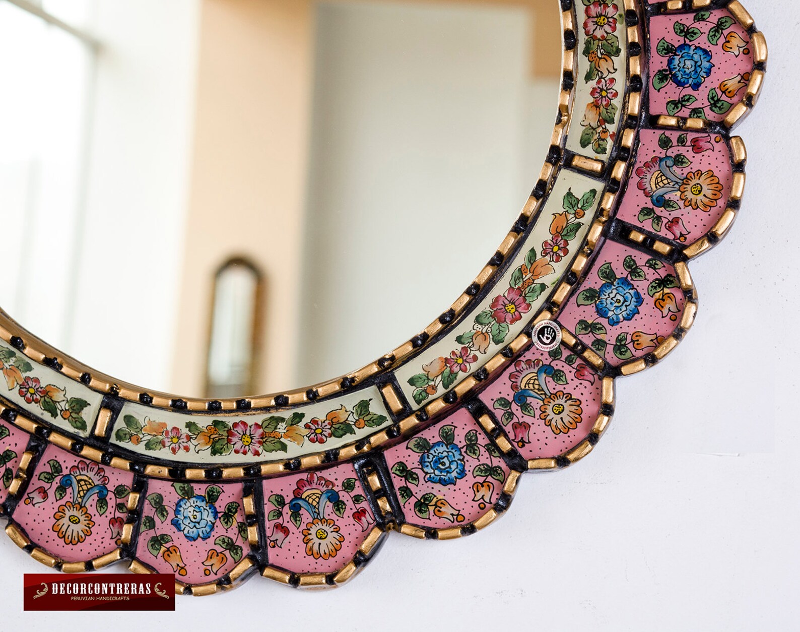 Decorative Round Mirror Wall 17.7in pink Flowers - Etsy