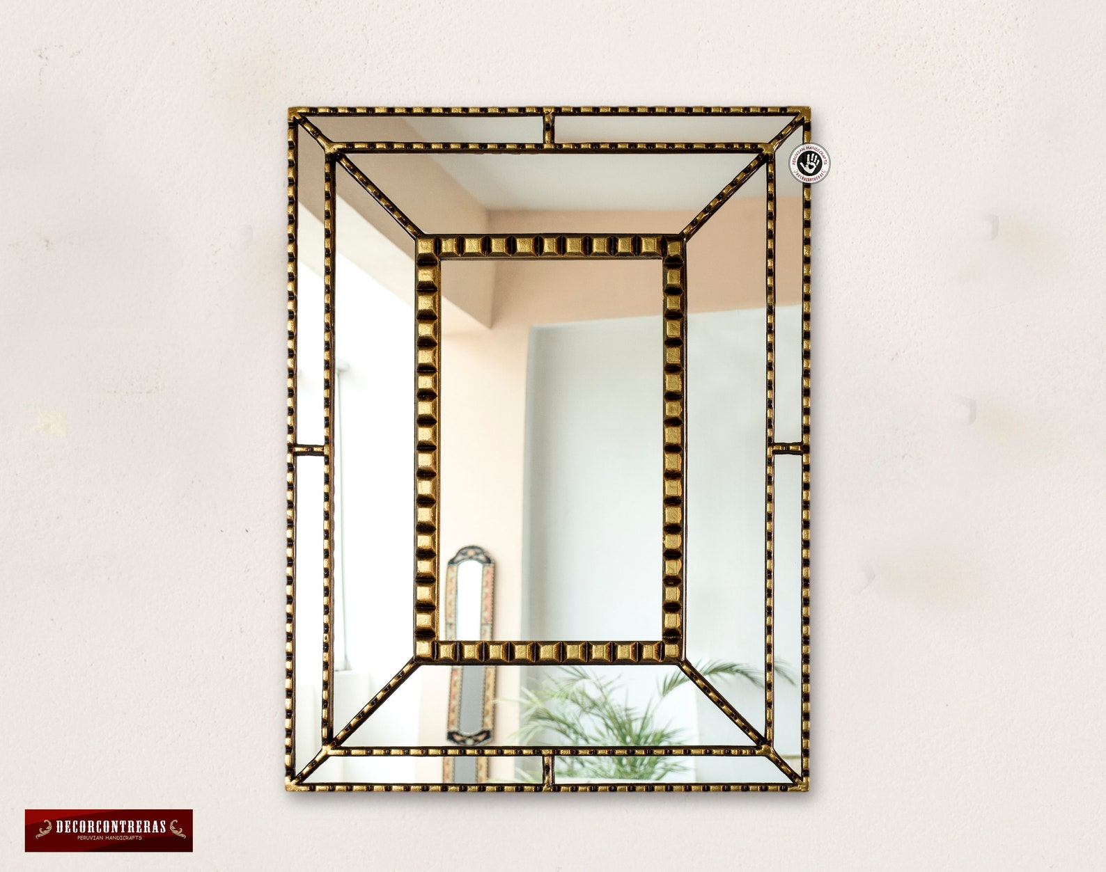 Gold Accent Mirror Wall Decor 'golden Blaze' Peruvian - Etsy