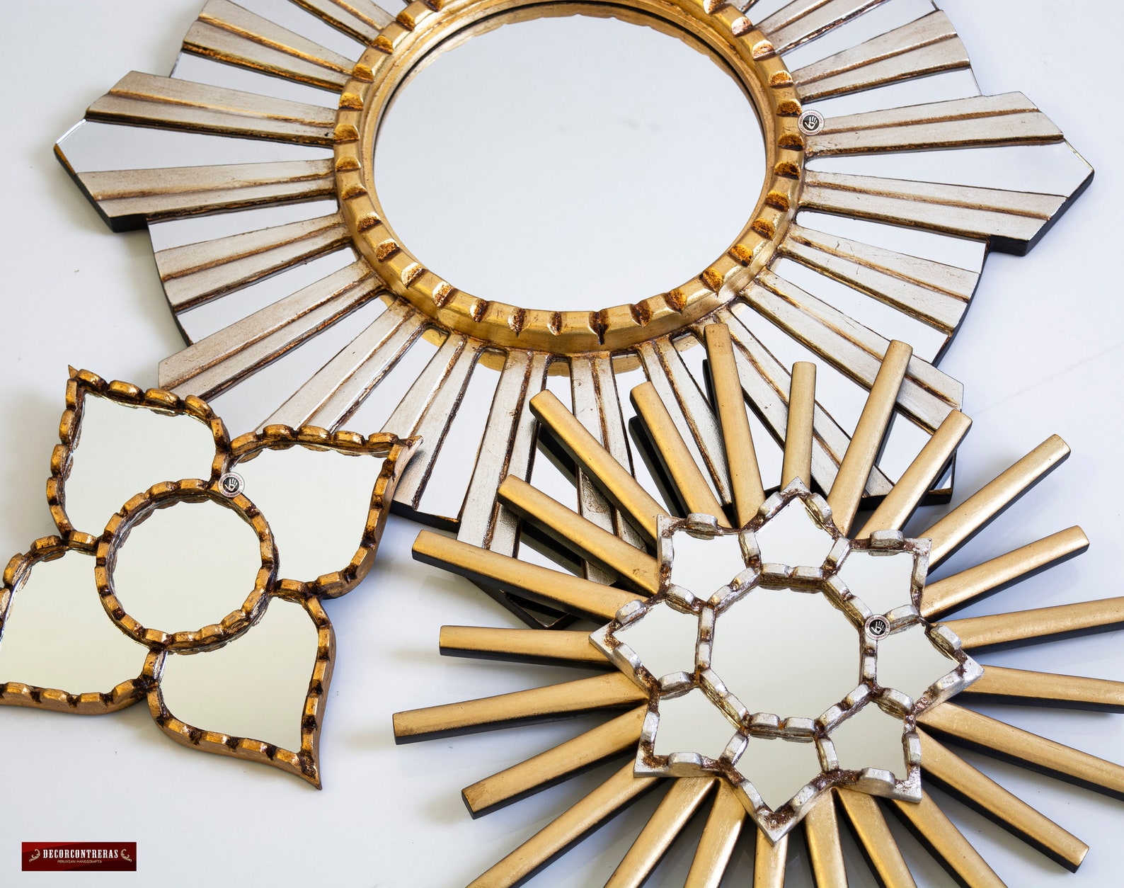 Sunburst Accent Wall Mirrors Set 3 'brilliant Sun' | Etsy