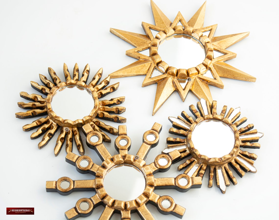 Peruvian Sunburst Mirror Gold Set 4 Starburst Gold Leaf | Etsy