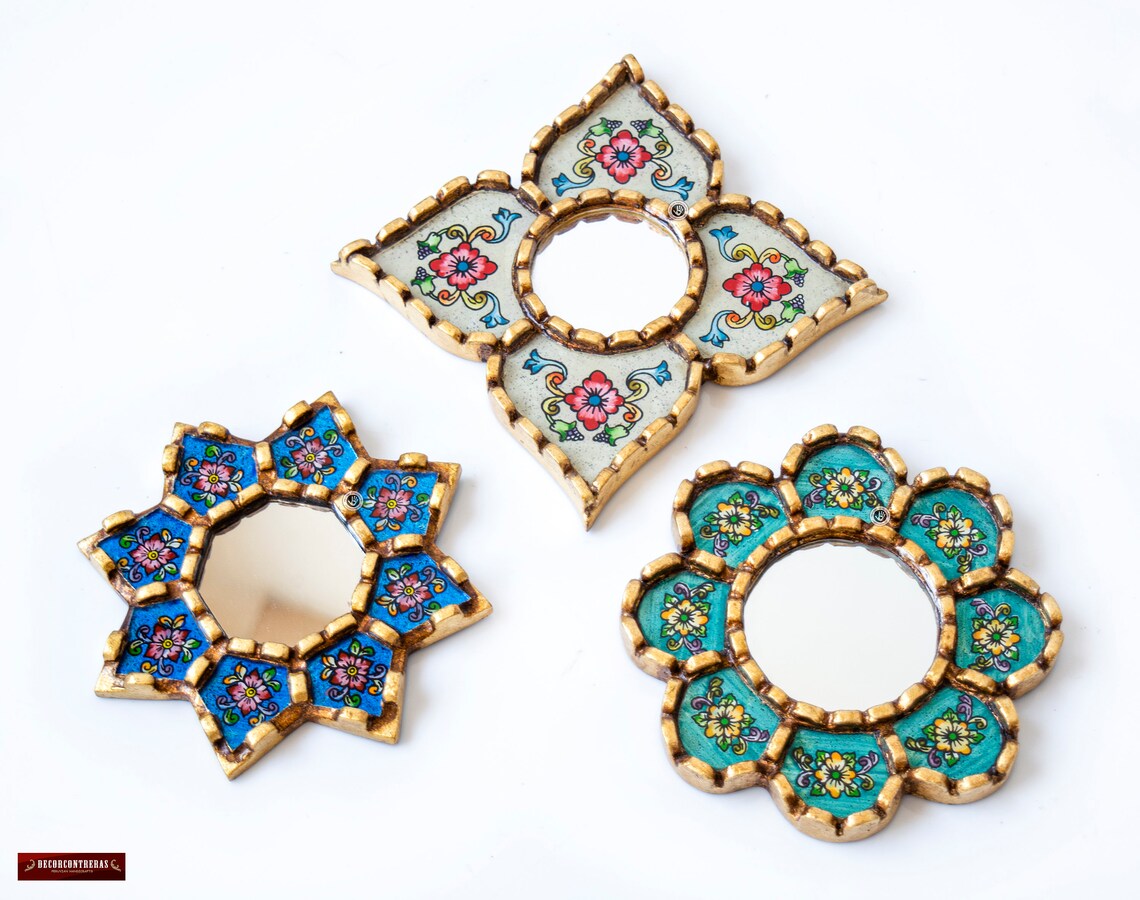 Small Accent Wall Mirror Set 3 Decorative Colorful Mirror of - Etsy