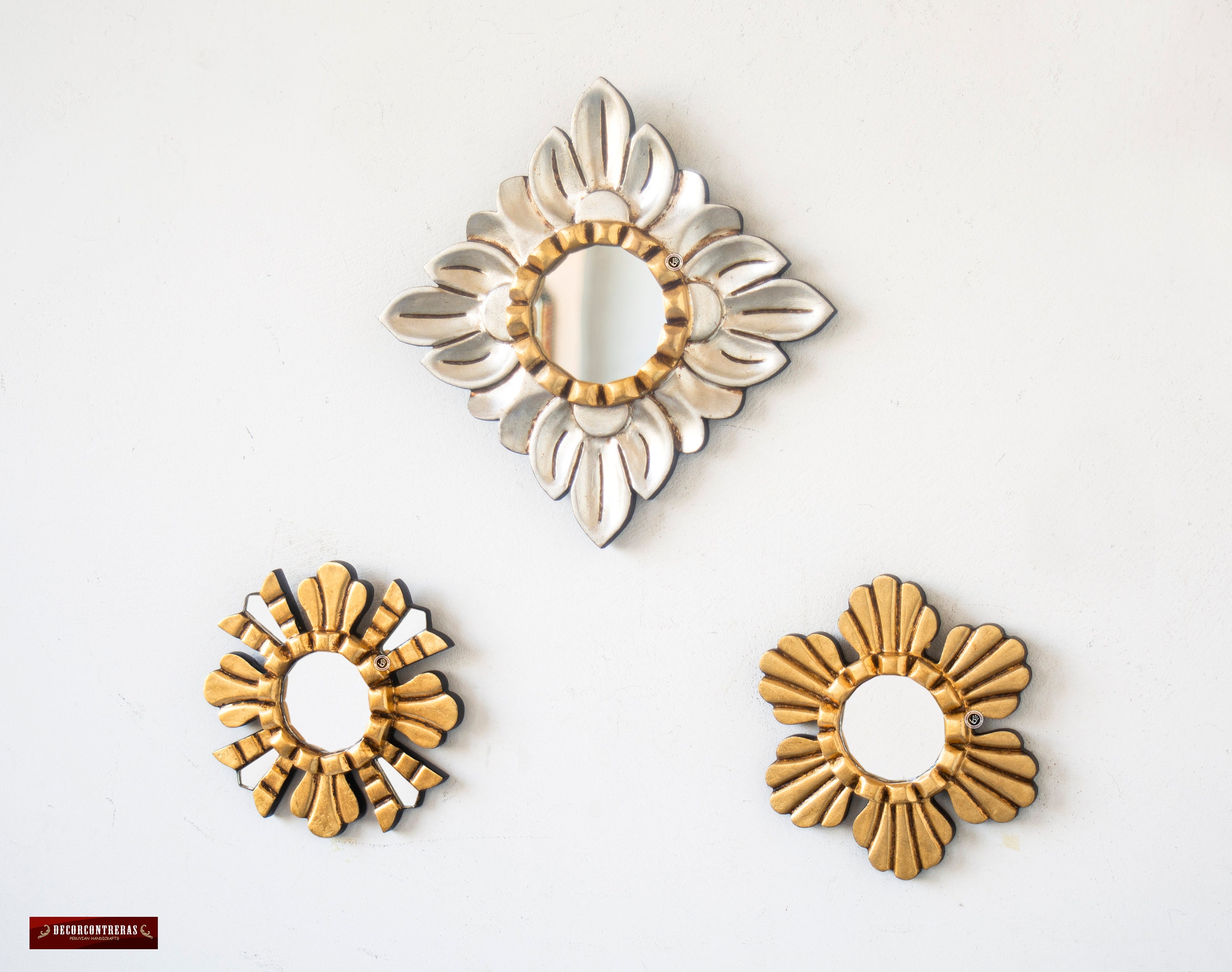 Small Sunburst Mirror Set 3 Starburst Gold & Silver Accent - Etsy